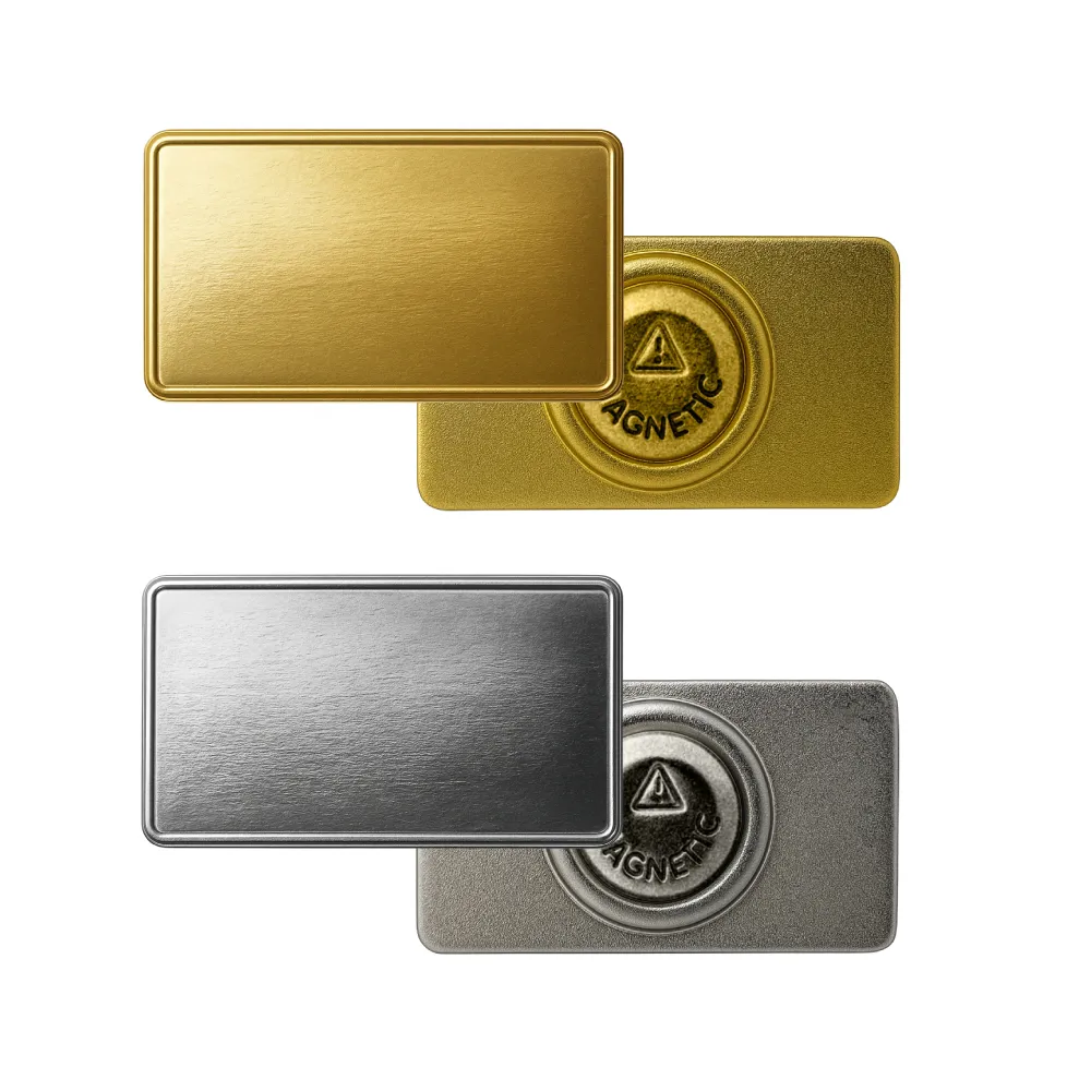 Rectangular Flat Metal Badges with Magnet Attachment | Promotional ...